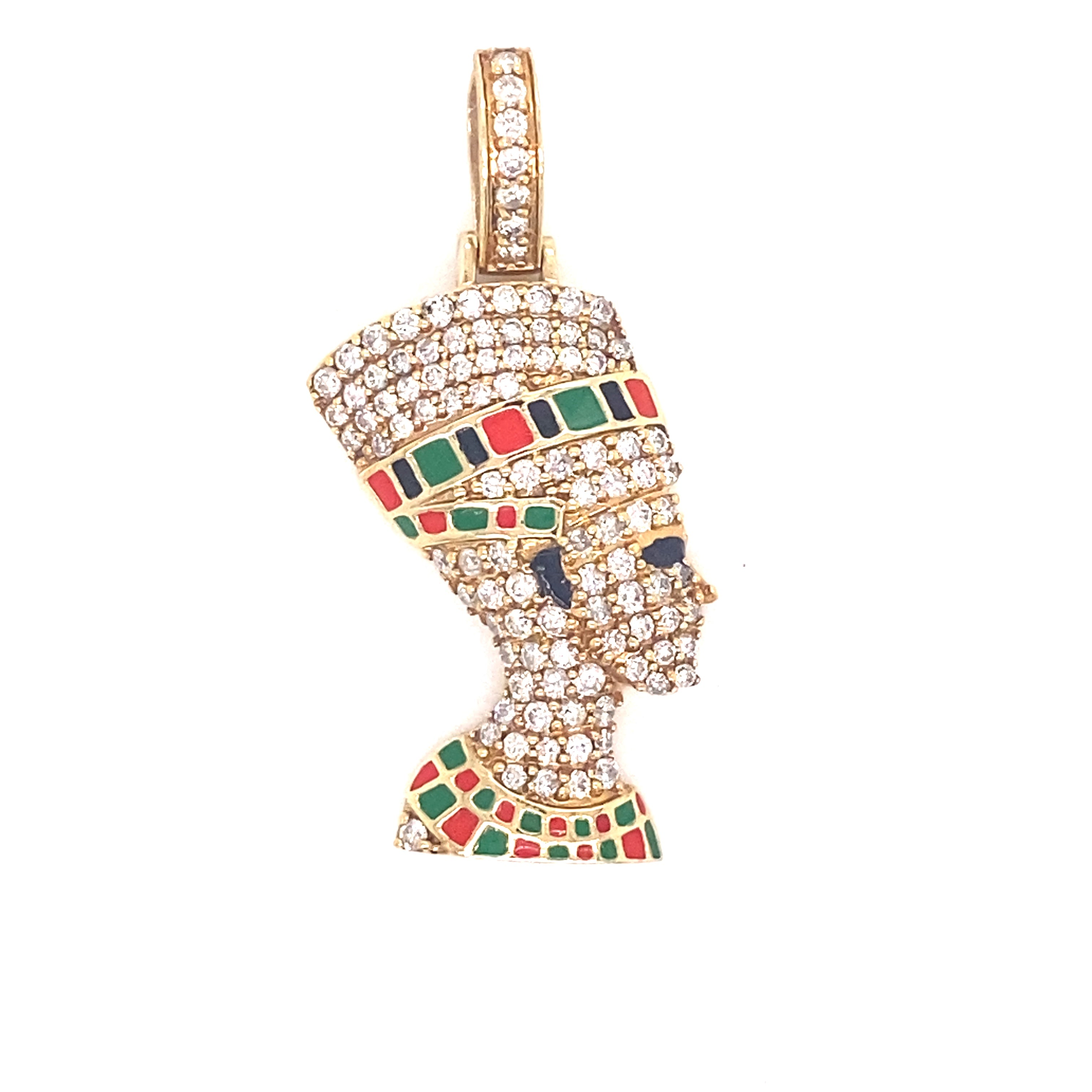 Diamond Nefertiti Pendant in 14k